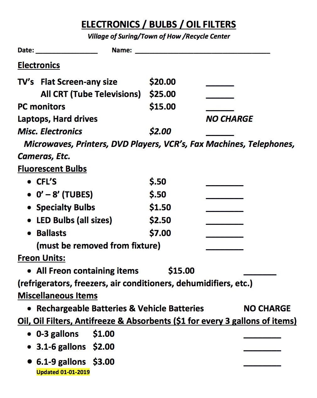 Recycling | Village of Suring, Oconto County, Wisconsin