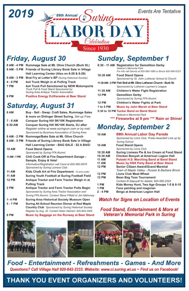 Community Events | Village of Suring, Oconto County, Wisconsin
