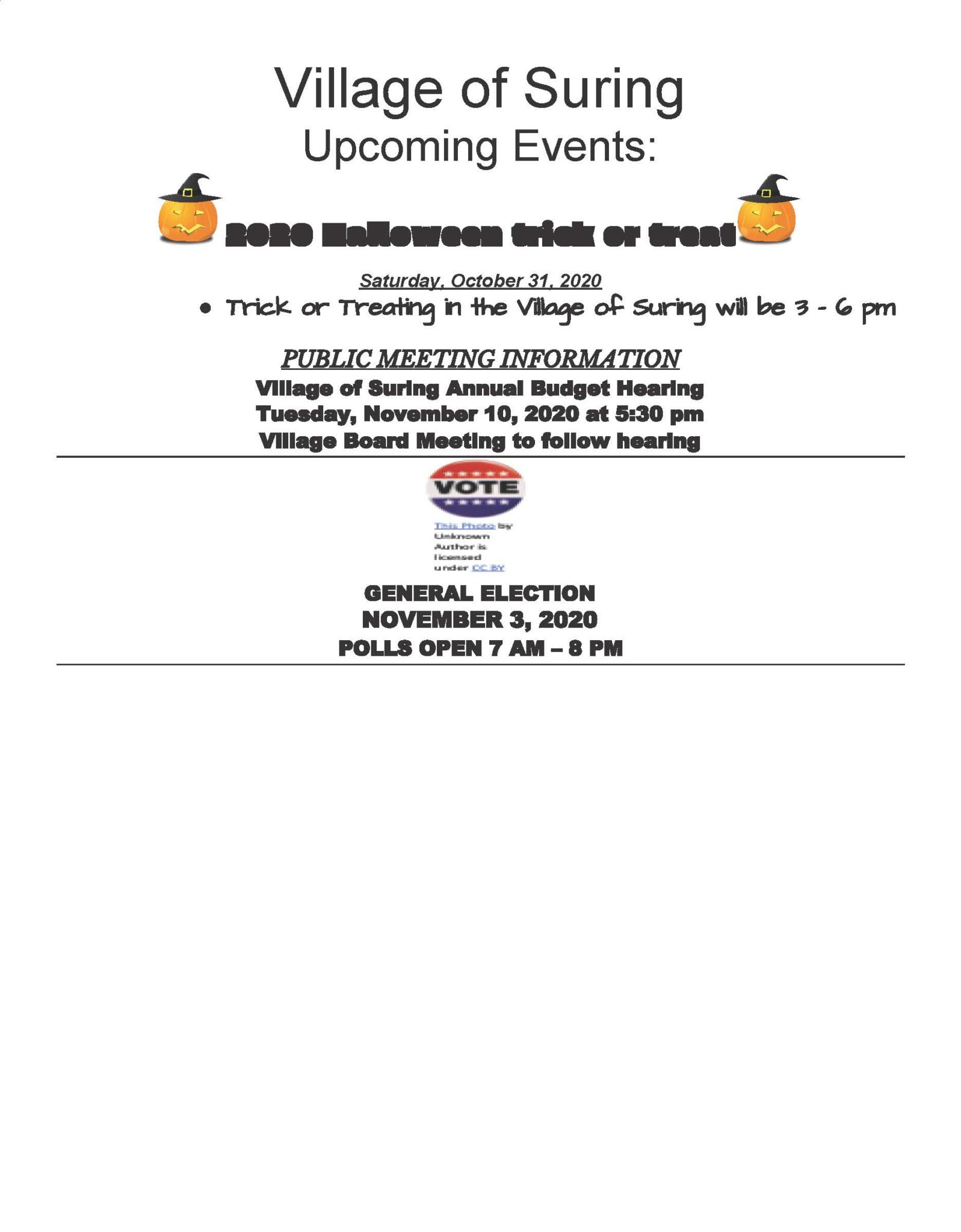 Village of Suring Fall Events – Village of Suring, Oconto County, Wisconsin